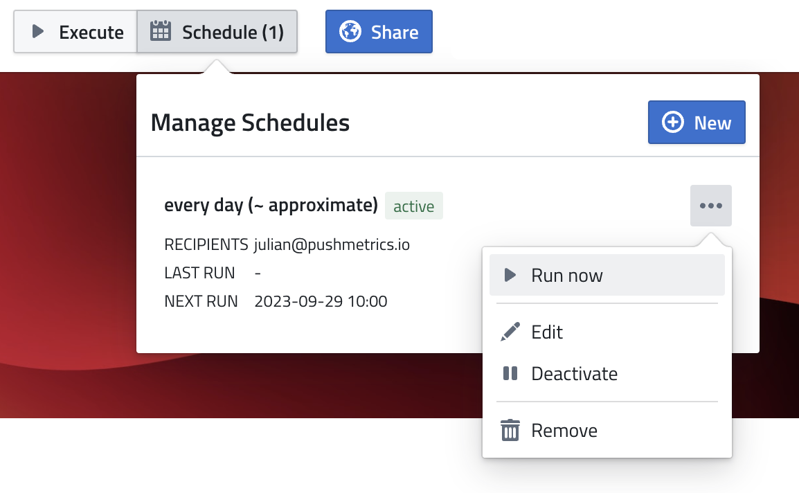 Scheduling Notebooks | PushMetrics